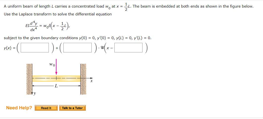 Solved EL. The beam is embedded at both ends as shown in the | Chegg.com