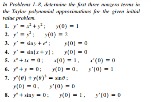 Solved In Problems 1-8, determine the first three nonzero | Chegg.com