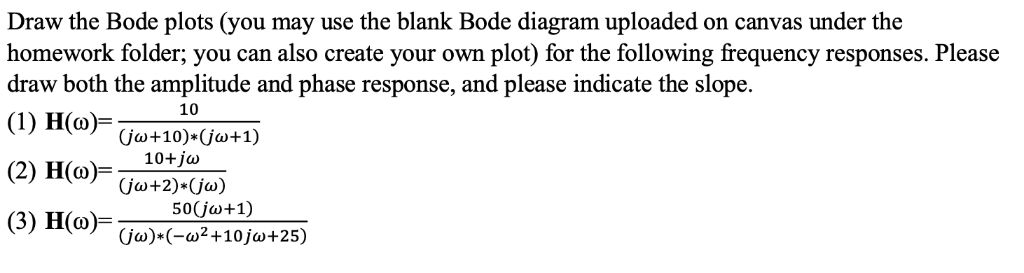 Solved Draw the Bode plots (you may use the blank Bode | Chegg.com