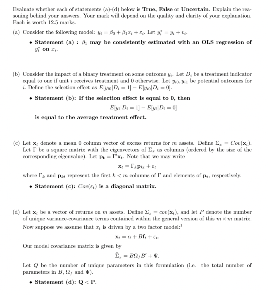 Solved soning behind your answers. Your mark will depend on | Chegg.com