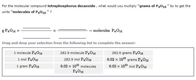 Solved For the molecular compound tetraphosphorus decaoxide | Chegg.com