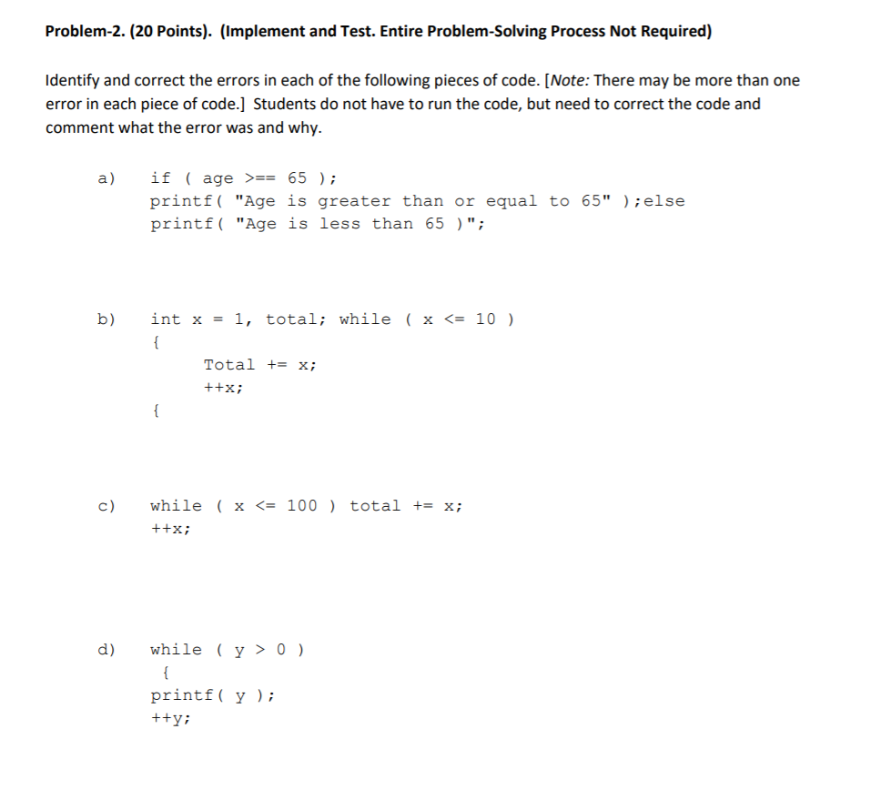Solved Problem-2. (20 Points). (Implement and Test. Entire | Chegg.com