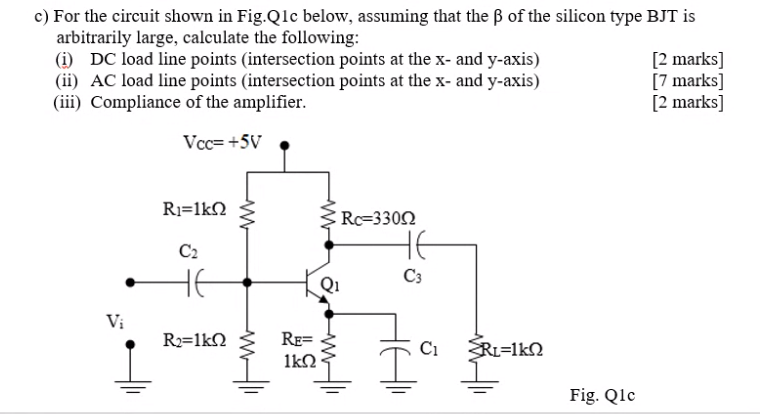 Solved c) For the circuit shown in Fig. Qlc below, assuming | Chegg.com