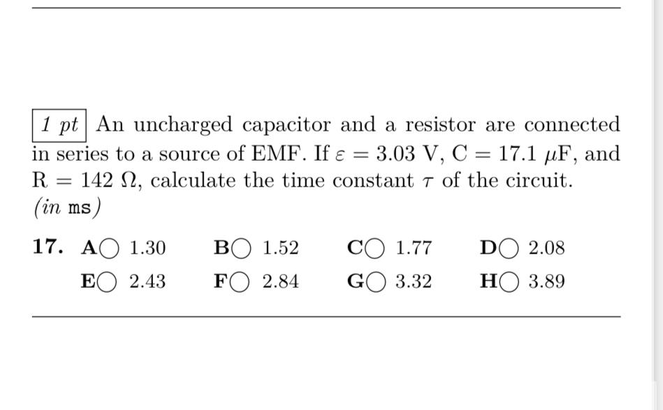 Solved An uncharged capacitor and a resistor are connected | Chegg.com