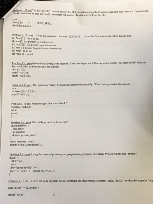 Solved The file "myfile" contains exactly the 26 bytes | Chegg.com