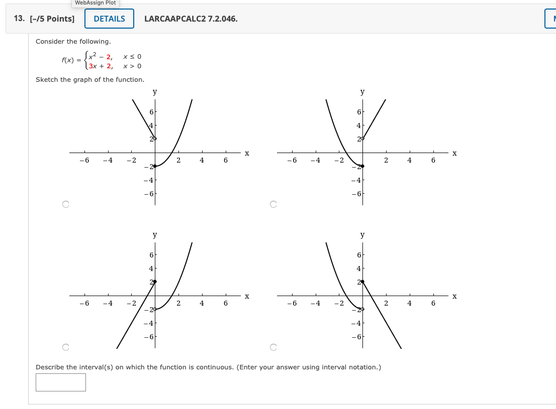 Solved WebAssign Plot 13. [-75 Points] DETAILS LARCAAPCALC2 | Chegg.com