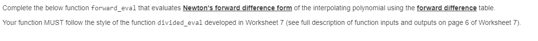 Solved Complete the below function forward_eval that | Chegg.com