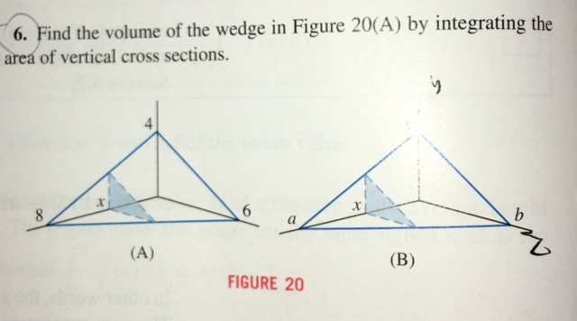 Solved 6. Find the volume of the wedge in Figure 20(A) by | Chegg.com