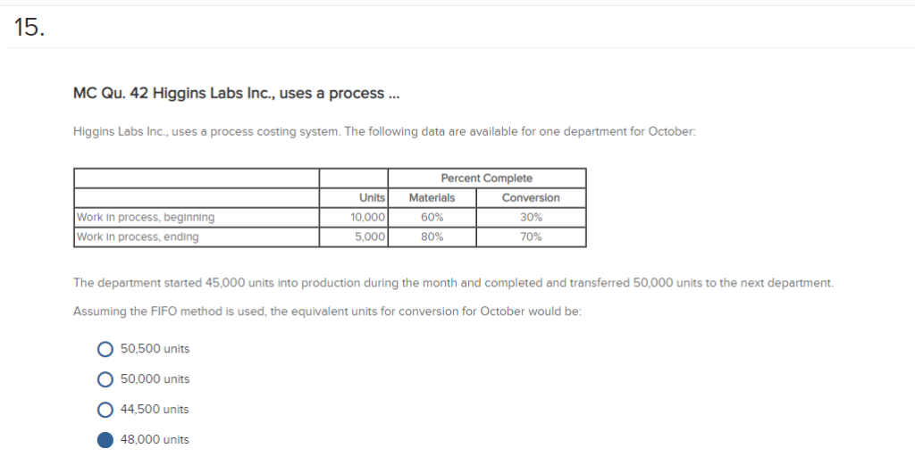 Solved Higgins Labs Inc., uses a process costing system. The | Chegg.com