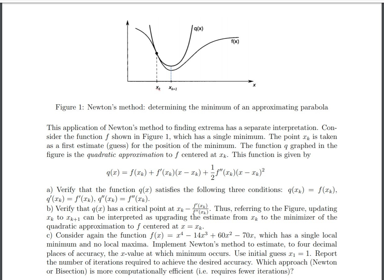 Solved 9(x) Figure 1: Newton's method: determining the | Chegg.com