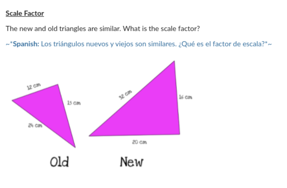 Solved Scale Factor The new and old triangles are similar. | Chegg.com