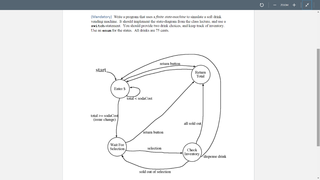 Solved (Mandatory) Write a program that uses a finite | Chegg.com