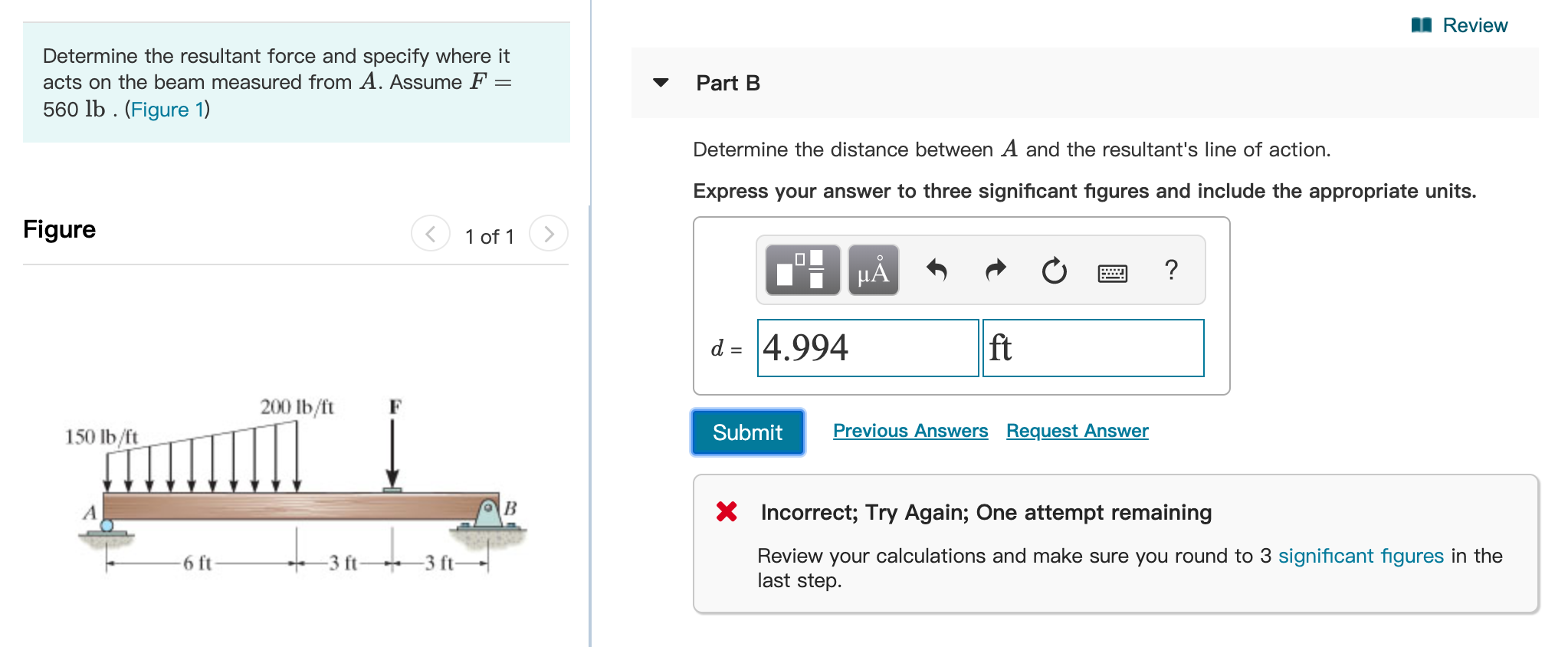 Solved Determine the resultant force and specify where it | Chegg.com