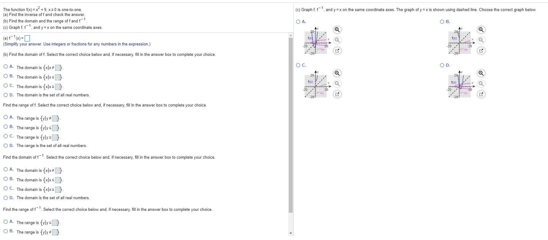 Solved ) Graph f, f-1 and y=x on the same coordinate axes. | Chegg.com