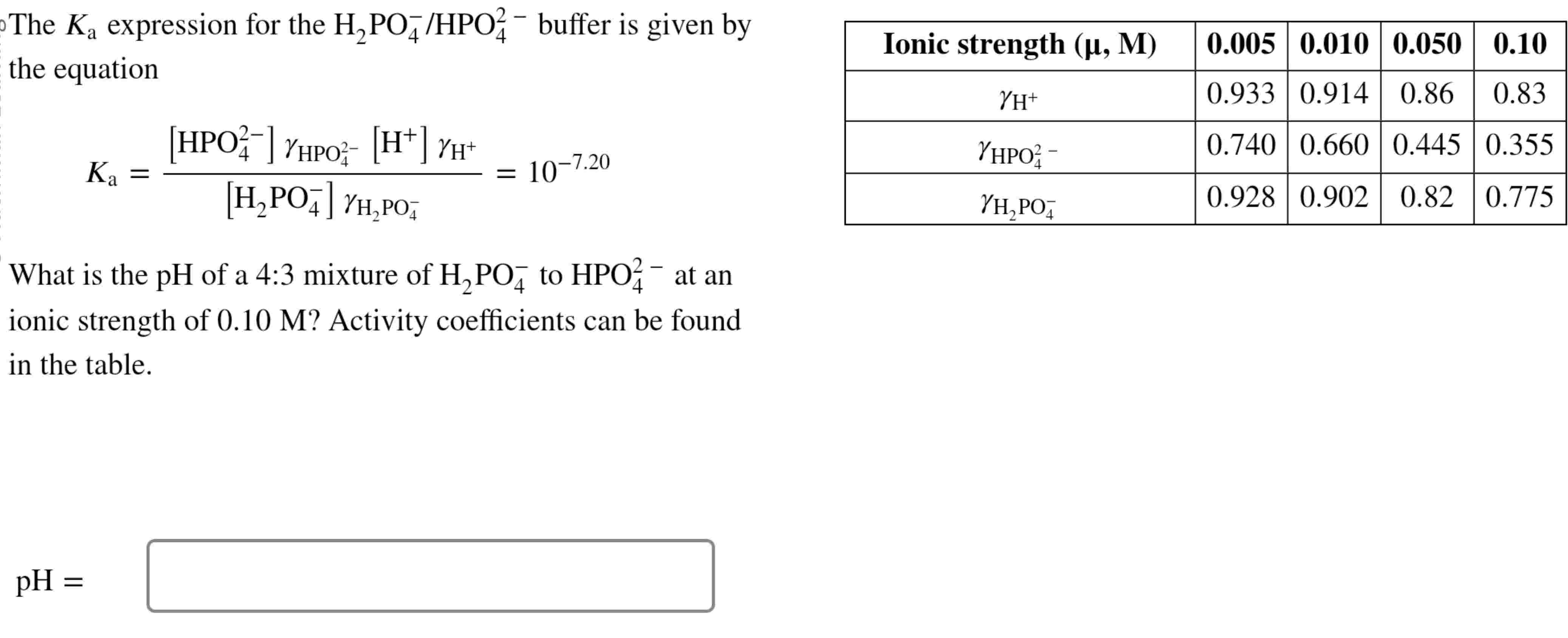 Solved The Ka ﻿expression for the H2PO4-HPO42- ﻿buffer is | Chegg.com