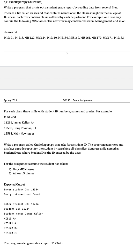 Solved 4 Gradereportpy 20 Points Write A Program That 