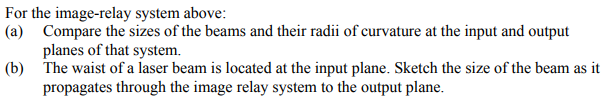 For the image-relay system above: (a) Compare the | Chegg.com