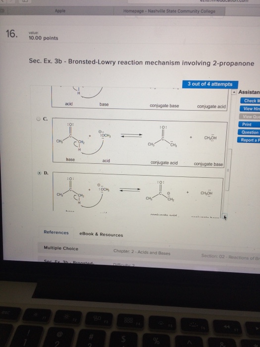 Solved 10.00 points Sec. Ex. 3b - Bronsted-Lowry reaction | Chegg.com