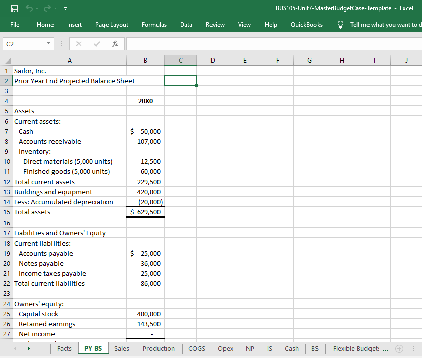 BUS105: Master Budgeting Case Instructions: Read the | Chegg.com