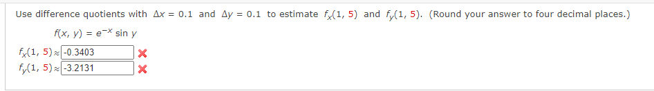 Solved Use difference quotients with Δx=0.1 and Δy=0.1 to | Chegg.com