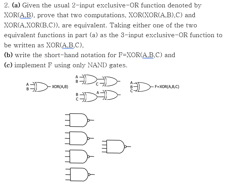 Solved 2. (a) Given the usual 2-input exclusive-OR function | Chegg.com