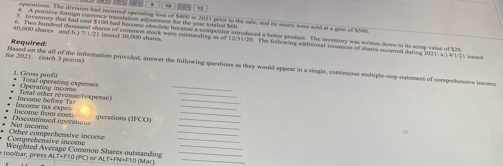 12 Single, continuous statement of comprehensive | Chegg.com