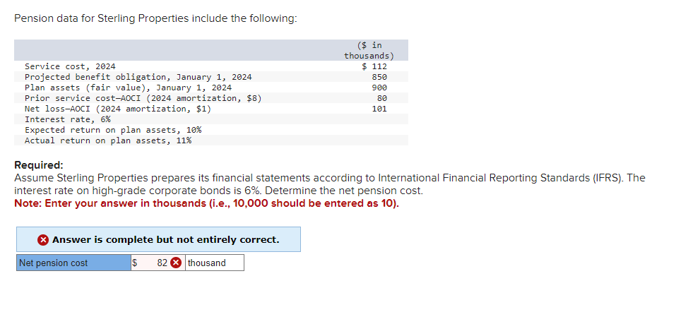 Solved Pension data for Sterling Properties include the | Chegg.com