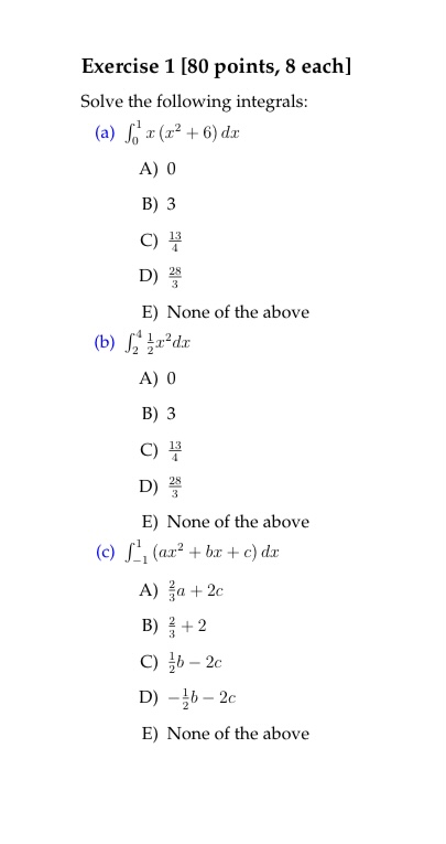 Solved Exercise 1 [80 ﻿points, 8 ﻿each]Solve the following | Chegg.com
