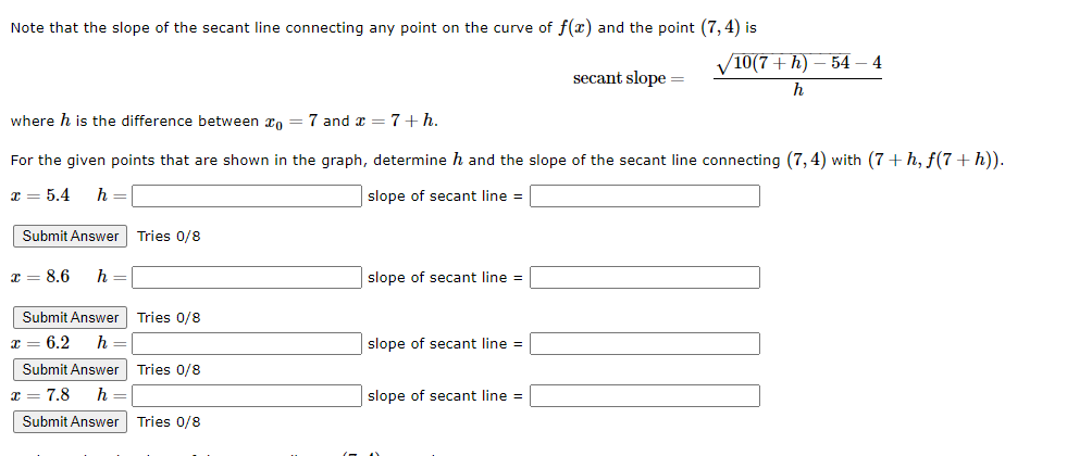Note That The Slope Of The Secant Line Connecting Any