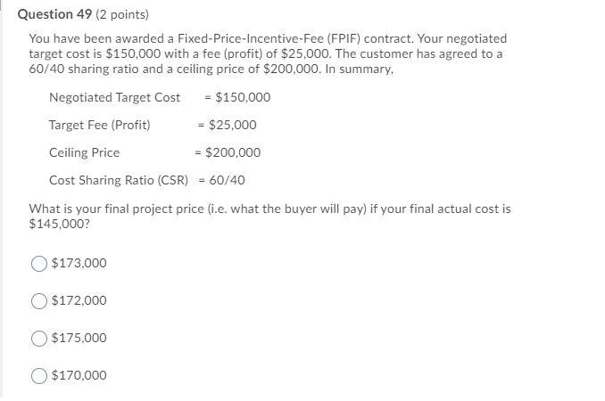 Solved Question 49 (2 points) You have been awarded a | Chegg.com