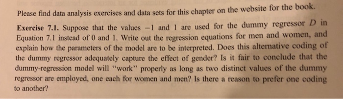 Solved Please find data analysis exercises and data sets for | Chegg.com