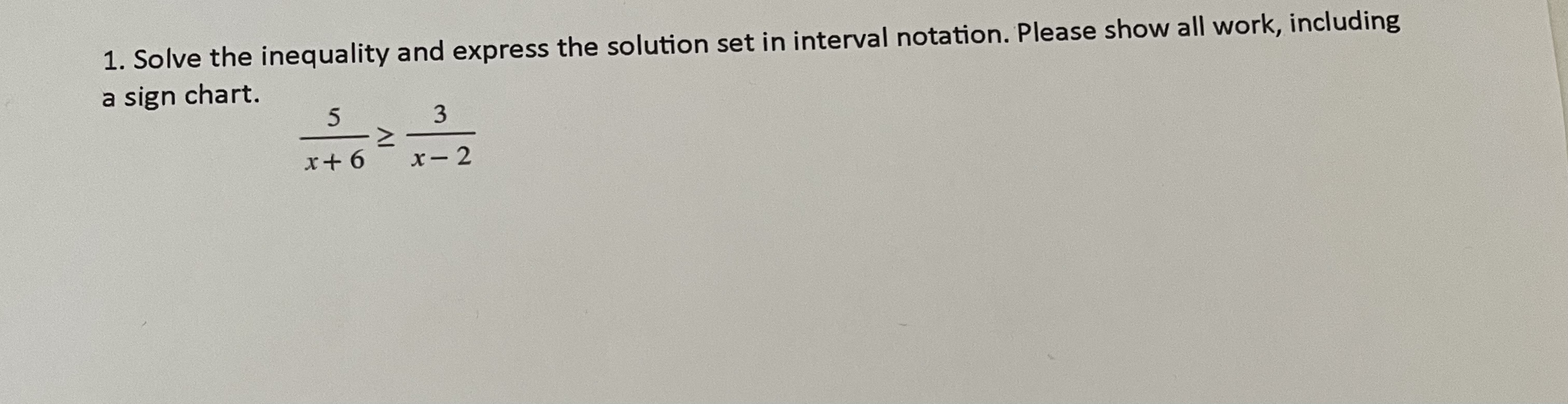 Solved 1. Solve the inequality and express the solution set | Chegg.com