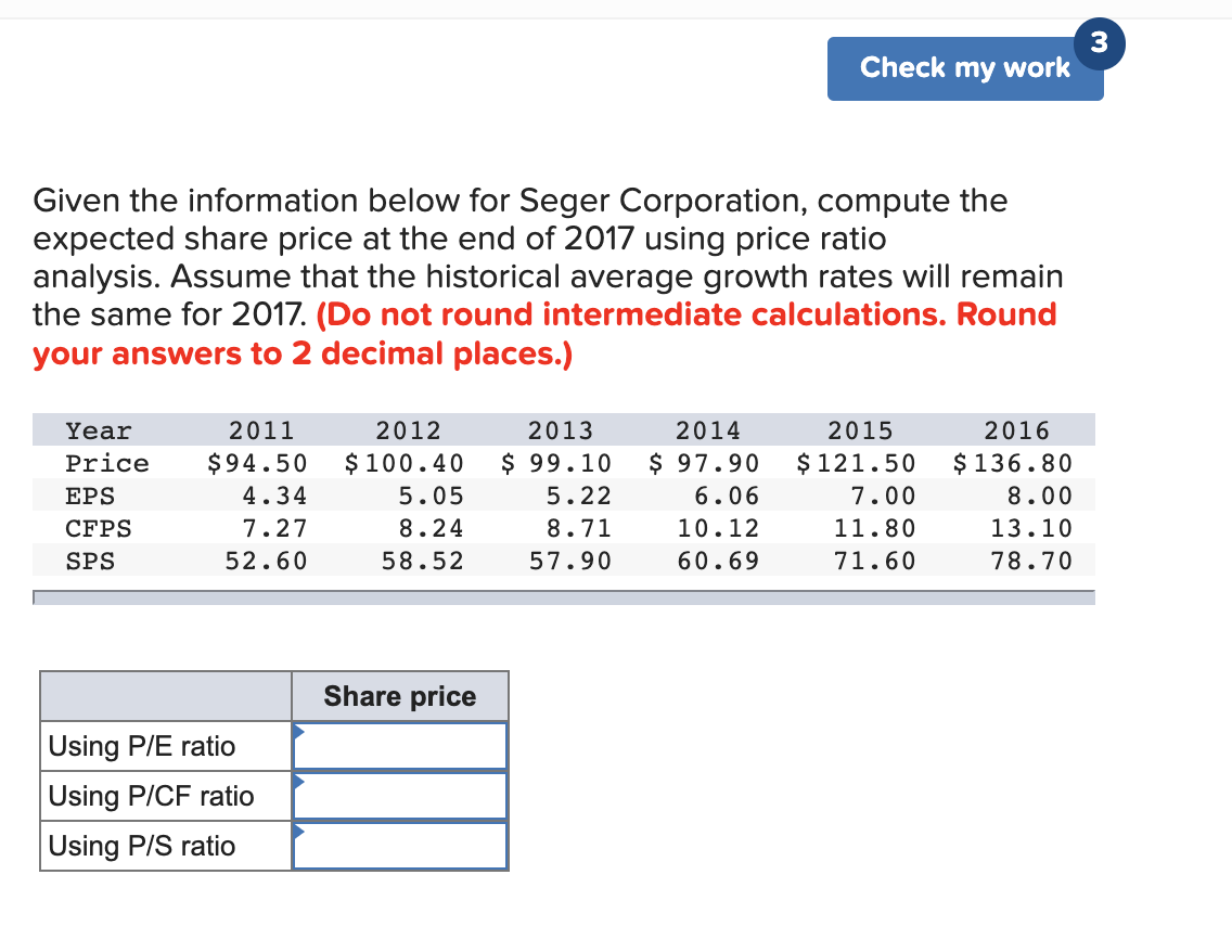 Solved Given the information below for Seger Corporation, | Chegg.com