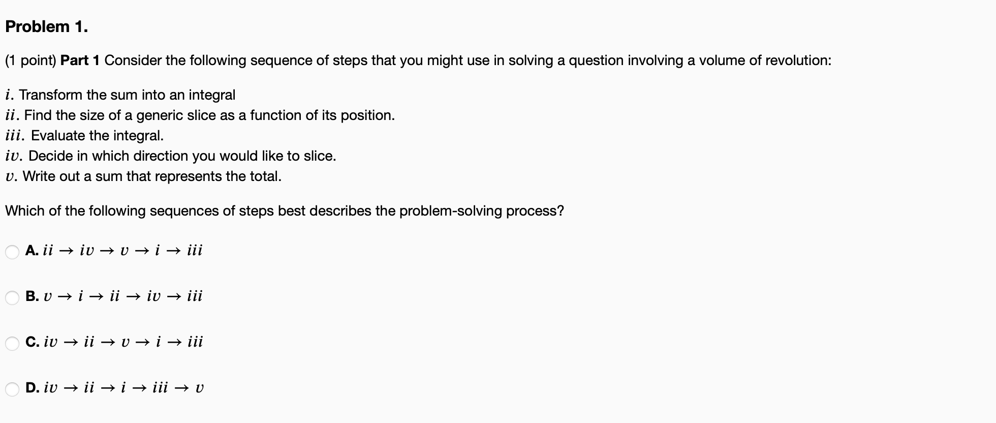Solved Problem 1. (1 point) Part 1 Consider the following | Chegg.com