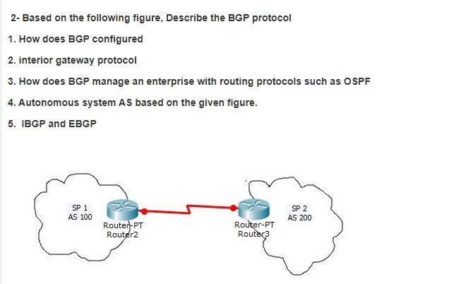 Solved 2- Based on the following figure, Describe the BGP | Chegg.com