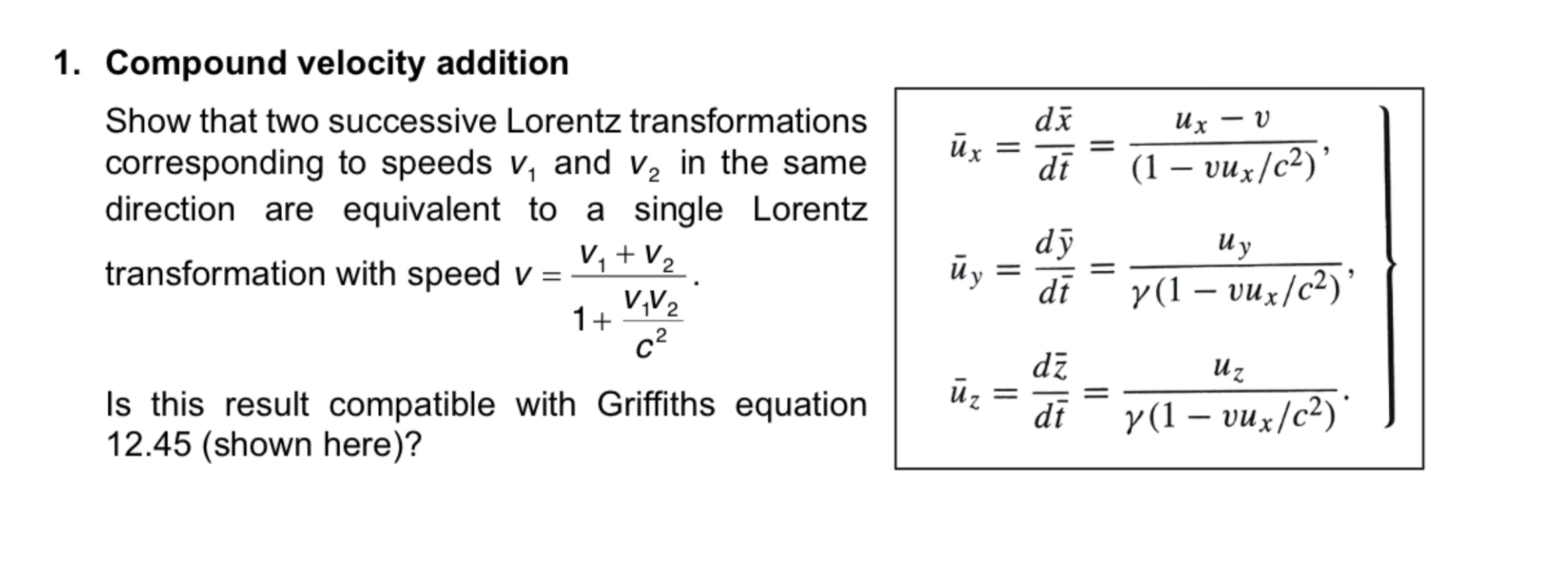 Solved Ux V Di 1 Vux C2 1 Compound Velocity