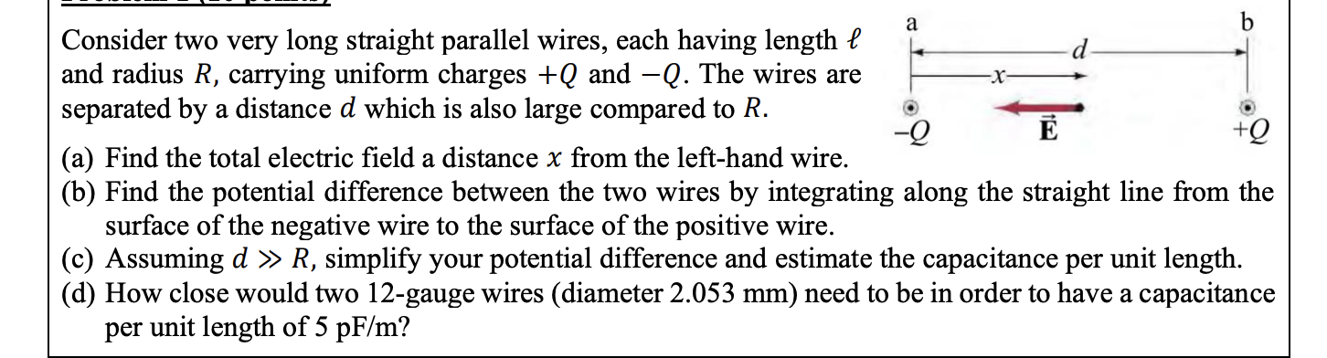 Solved Consider two very long straight parallel wires, each | Chegg.com