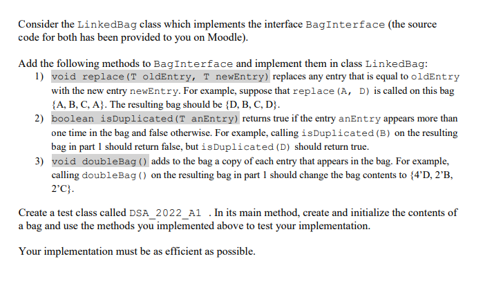 Solved Consider the LinkedBag class which implements the | Chegg.com