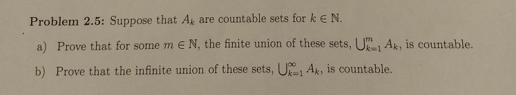 Solved Suppose that Ak are countable sets k in N. a) Prove | Chegg.com