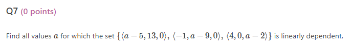 Solved Find all values a for which the set | Chegg.com