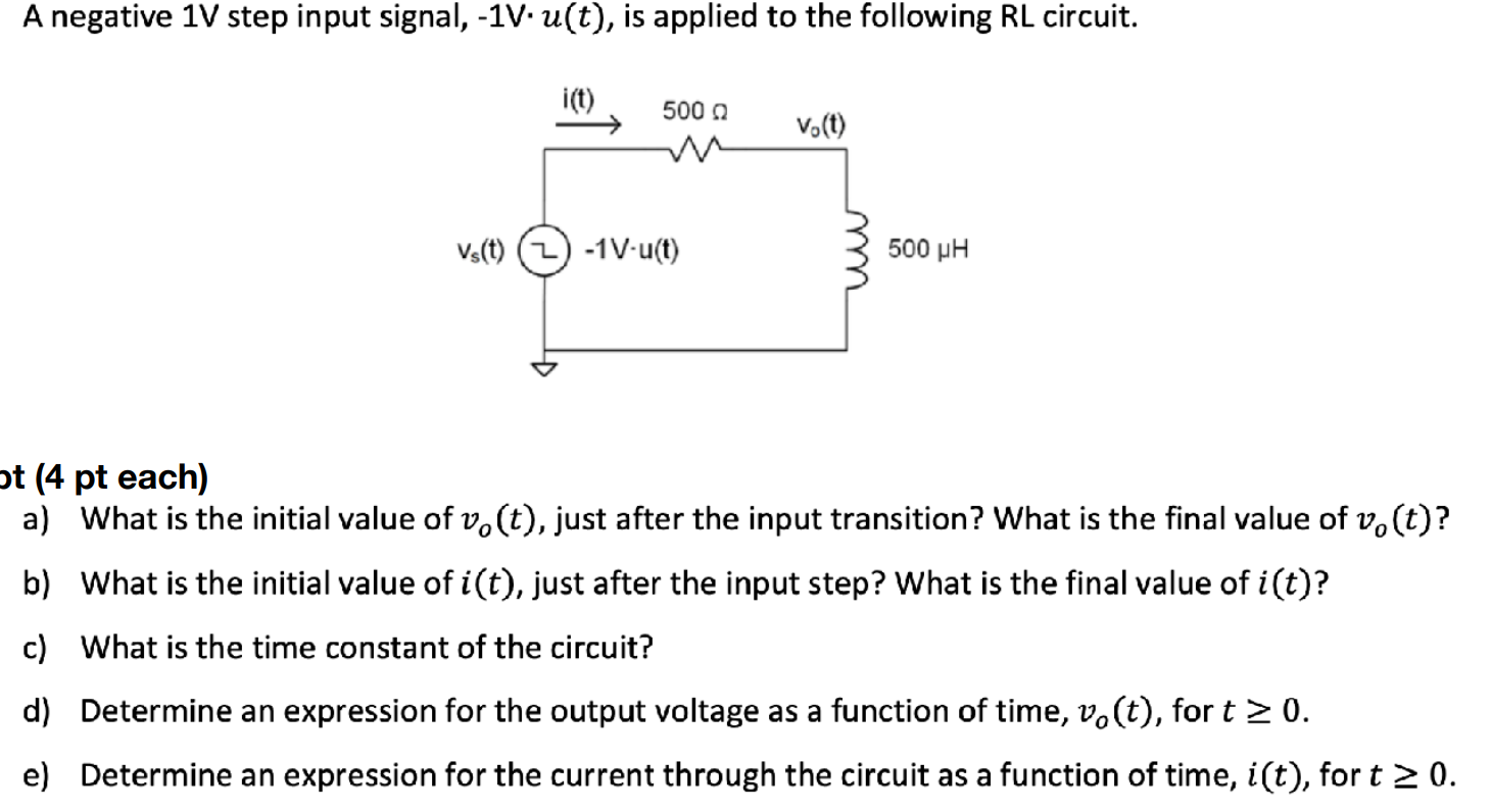 Solved A negative 1 V step input signal, -1V. u(t), is | Chegg.com