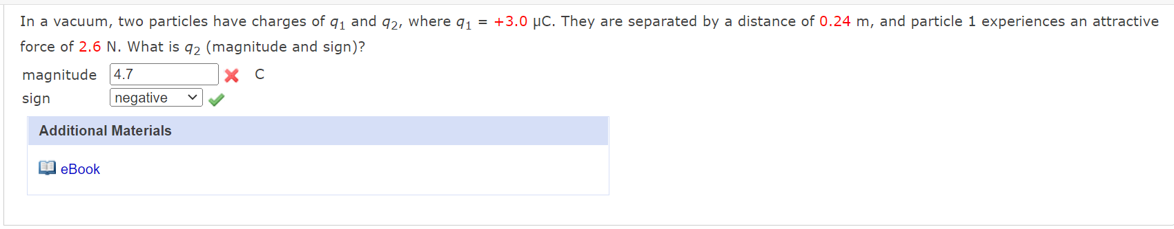 Solved In a vacuum, two particles have charges of q1 and q2, | Chegg.com