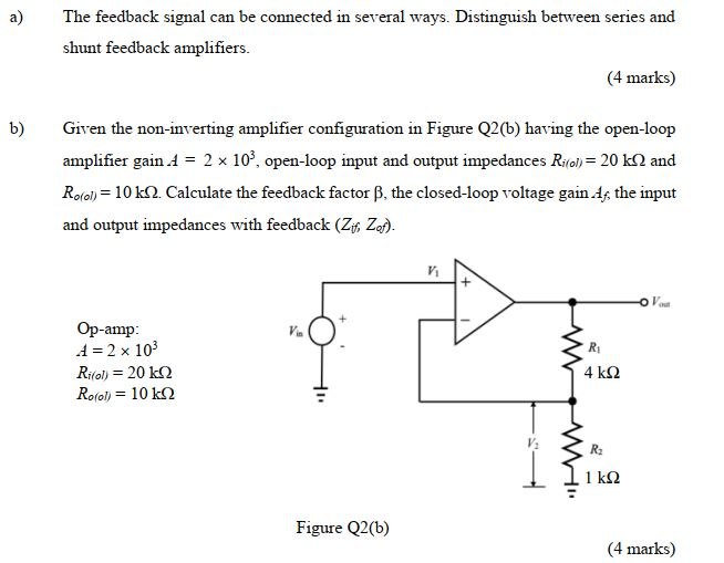 Solved a) The feedback signal can be connected in several | Chegg.com