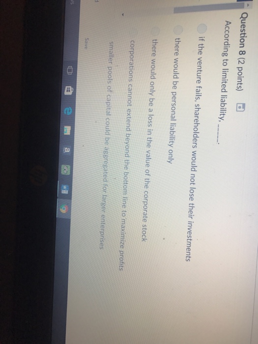 Solved According to limited liability, _______. if the | Chegg.com