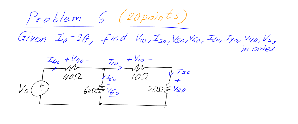 Solved Problem 6 (20points) Given I10=2 A, find | Chegg.com