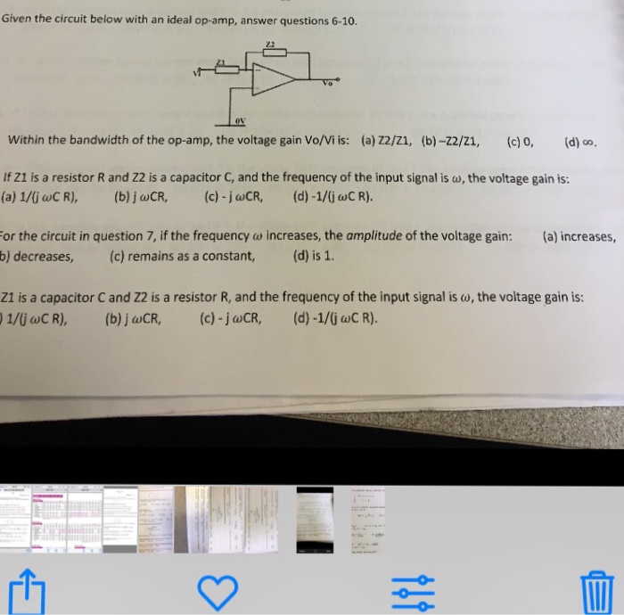 Solved Given the circuit below with an ideal op-amp, answer | Chegg.com