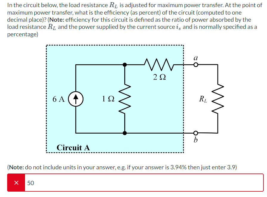 Solved In the circuit below, the load resistance RL is | Chegg.com