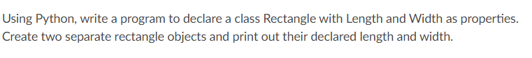 Solved Using Python, write a program to declare a class | Chegg.com