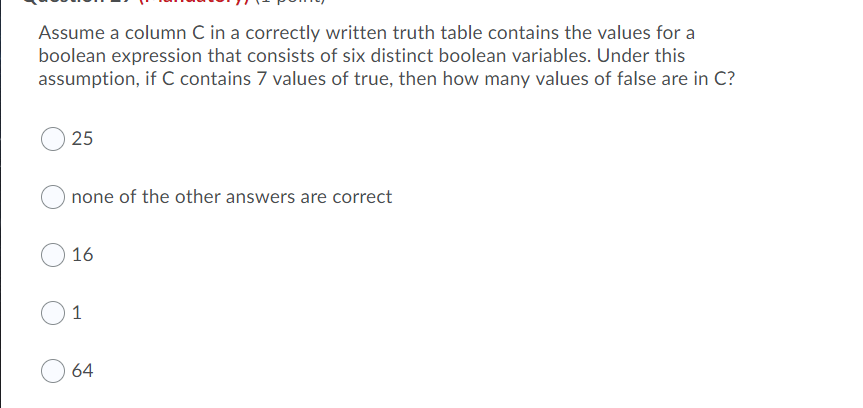 Solved Assume a column C in a correctly written truth table | Chegg.com