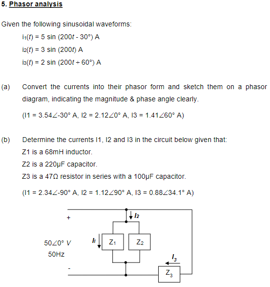 Solved Given the following sinusoidal waveforms: | Chegg.com